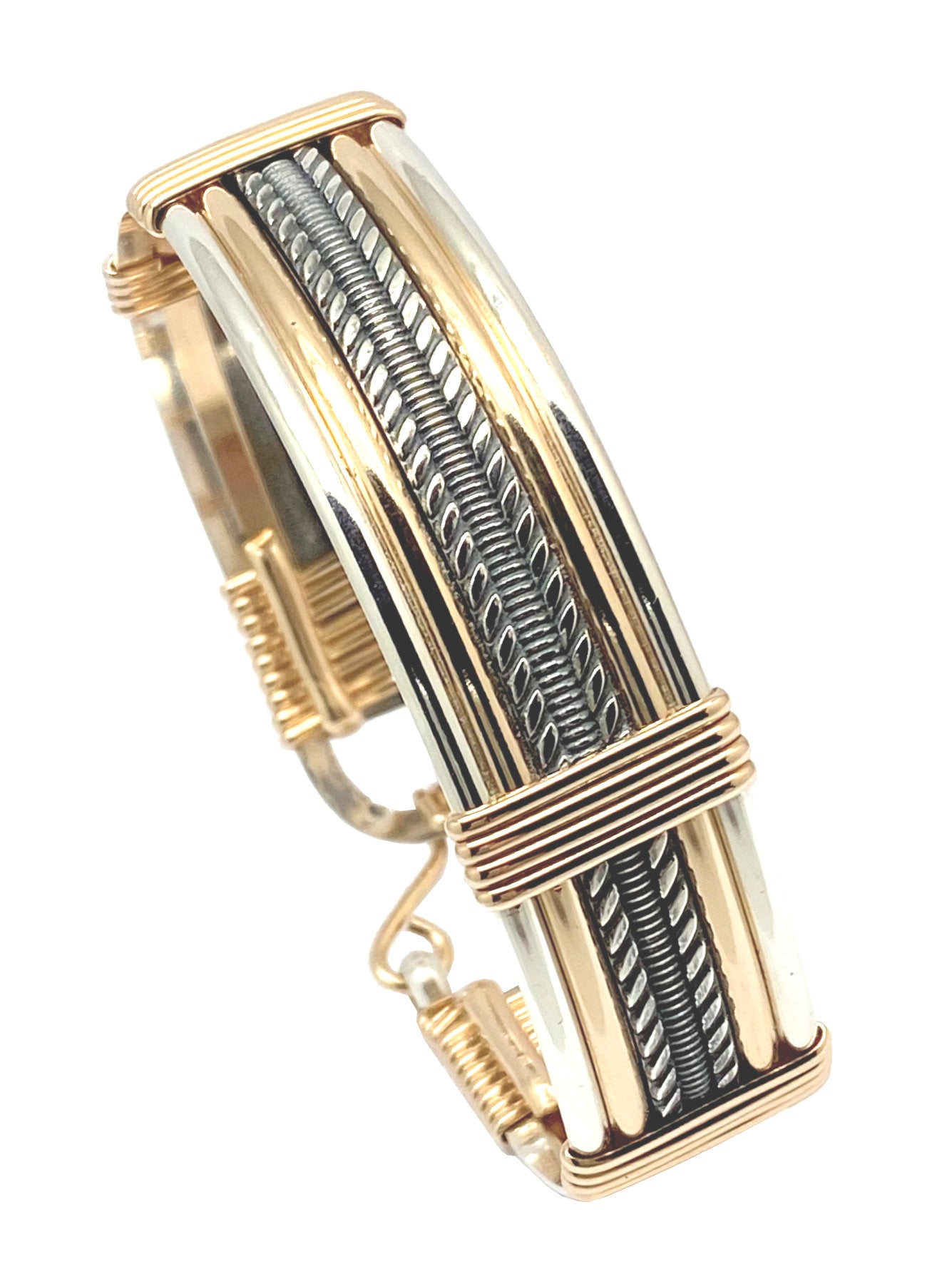 MEDIUM MIXED WIRE WRAPPED BRACELETS WITH EMBOSSED PATTERNS (10 styles ...