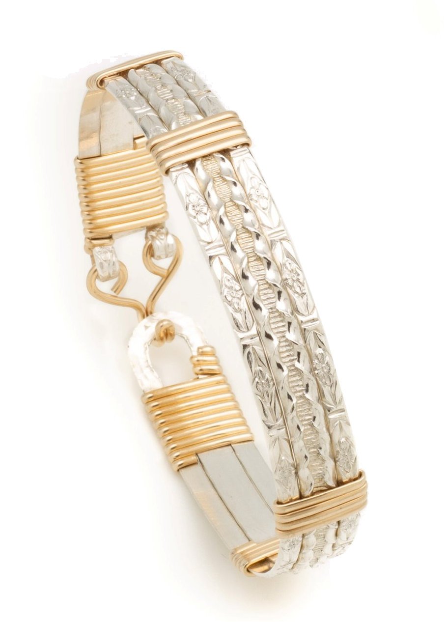 MEDIUM MIXED WIRE WRAPPED BRACELETS WITH EMBOSSED PATTERNS (10 styles ...